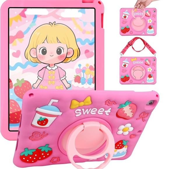 Tablets & Accessories | Ipad 12 Kids Case Pink Cute Kawaii Strawberry W ...
